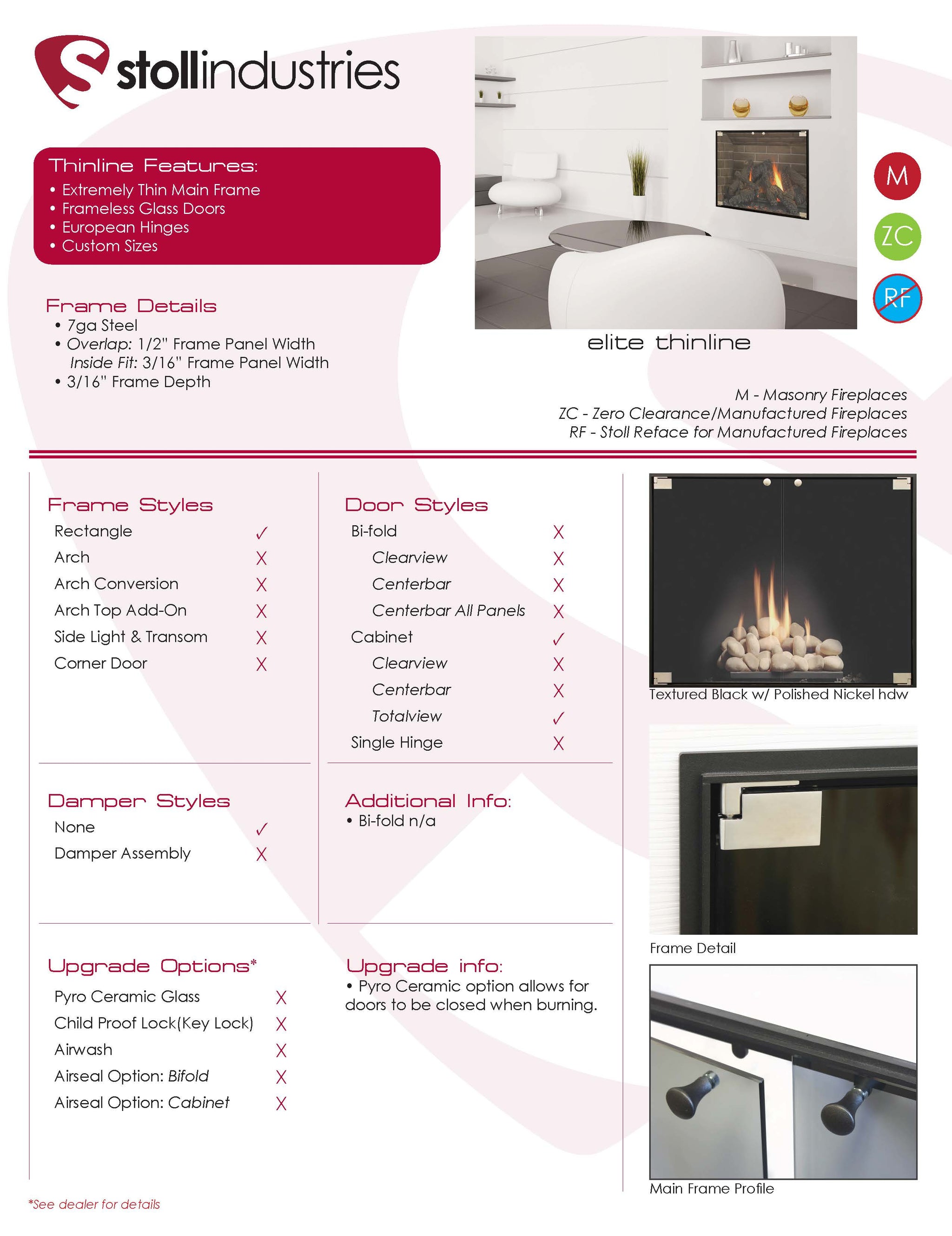 Elite Thinline Fireplace Door By Stoll – Tru-Lite Gas Products